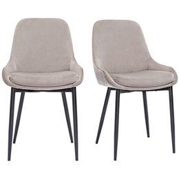 Miliboo Stühle aus taupefarbenem Samt und schwarzem Metall (2er-Set) holo - Taupe