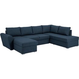 ebuy24 Stefan Schlafsofa Chaiselong links, blau.