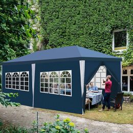 TolleTour Pavillon Gartenzelt – Wasserdichtes Garten-Pavillon mit Easy-Klett. perfekter Schutz bei jedem Wetter Blau 3x6m - Blau