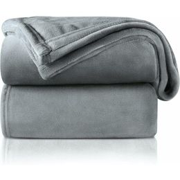 Minkurow - Kuscheldecke, flauschige Fleecedecke, weich und warm für Bett, Sofa, Kuscheldecke als Couchdecke, 200 x 230 cm, Silbergrau
