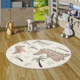 Pergamon - Kinder Teppich Softstar Kids Lustige Dinos Bunt Rund - 200 cm Rund