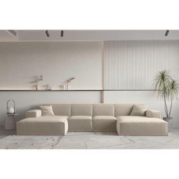 Wohnlandschaft U-Form celes premium xs in Stoff Opera Velvet Beige