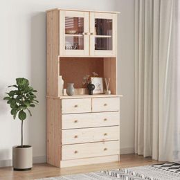 Highboard,Kommode,Sideboard,Vitrine alta 77x35x165 cm Massivholz Kiefer VMEC209794 MAISONCHIC