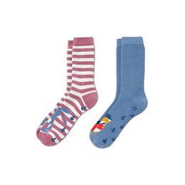Tchibo 2 Paar Antirutsch-Socken - Blau/Gestreift - Kinder - Gr.: 31-34