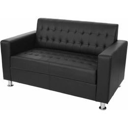 HHG Neuwertig] 2er Sofa Pori, Couch Loungesofa, Kunstleder, Metall-Füße schwarz - black