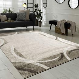 Paco Home Wohnzimmer Teppich Bordüre Kurzflor Meliert Modern Hochwertig Schwarz Braun 80x150 cm