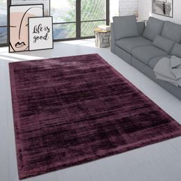 Teppich Wohnzimmer Kurzflor Modern Einfarbig Schlichtes Muster Handgefertigt Lila 120x170 cm - Paco Home