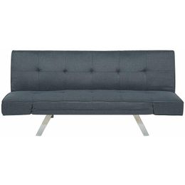 Beliani - Sofa Dunkelblau Polsterbezug 3-Sitzer Schlaffunktion Minimalistisch Modern Wohnzimmer - Silber