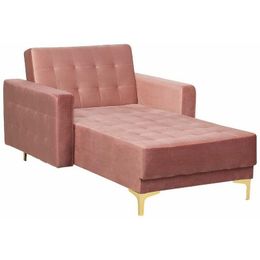 Beliani Chaiselongue Universal Rosa Samtstoff Metallfüße Klassisch