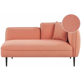 Beliani Chaiselongue Pfirsichrosa Stoffbezug Bouclé Rechtsseitig mit Kissen Metallbeine Modern für Wohnzimmer Schlafzimmer Wintergarten Kleine Räume