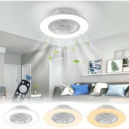 Deckenventilator mit Beleuchtung 36W Dimmbar Leise, led Lampe mit Ventilator und Fernbedienung, Moderne Deckenleuchte mit Ventilator für Wohnzimmer