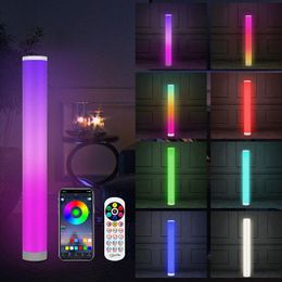 Led Stehleuchte Stehlampe,6W Lichtsäule 104cm, rgb Dimmbar, Atmosphäre Lampe, Moderne Metall EckLampe - Weiß