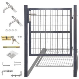 Gartentor Gartentür 100 x 100 cm Zauntor Hoftor robust und langlebig mit Qualitätsschloss Türklinke und Schlüssel grau - grau - HENGDA