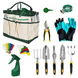 HENGDA Gartengeräte-Set. 12 pcs Gartengeräte Gartenwerkzeug.Robuster Edelstahl. Rutschfester Griff. Oxford-Stoff Tasche . ideales Gartenwerkzeuggeschenk für