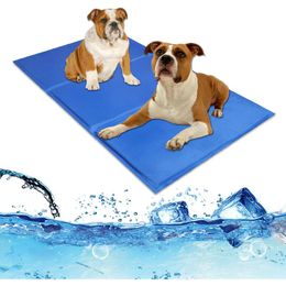 HENGDA Kühlmatte Hundekissen Hund Abkühlung Kühldecke Kühlkissen Selbstkühlende Haustier Zuhause 50x90cm - Blau
