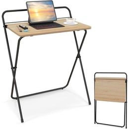 Costway 60CM Schreibtisch Klappbar, Computertisch mit Tablethalterung & Metallrahmen, Kleiner Klapptisch Arbeitstisch für kleine Räume, Keine Montage