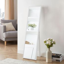 [en.casa] - Standspiegel Giovinazzo 150x35 cm neigbar Weiß Weiß