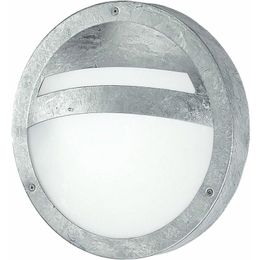 Eglo Aussen Wandleuchte rund Wandlampe für Außen Fassadenleuchte Stahl verzinkt, Glas weiß, led 7W 900Lm warmweiß, DxH 28,5x8,3 cm