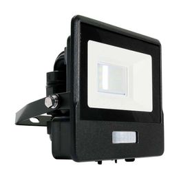 V-TAC - LED-Flutlichtstrahler mit PIR-Sensor - Schwarz - Samsung - IP65 - 10W - 735 Lumen - 6500K - 5 Jahre