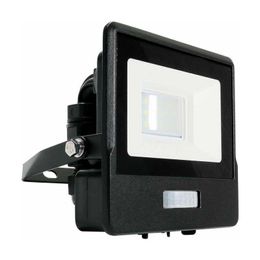 V-TAC - LED-Flutlichtstrahler mit PIR-Sensor - Schwarz - Samsung - IP65 - 10W - 735 Lumen - 3000K - 5 Jahre