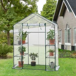 [en.casa] - Gewächshaus Hoorn mit Ablagen 140x73x195cm Transparent Transparent