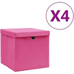 LONGZIMING - Aufbewahrungsboxen mit Deckeln 4 Stk. 28x28x28 cm Rosa