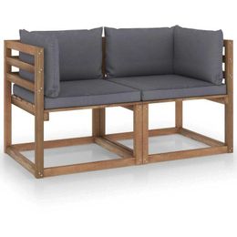 HOMMOO Garten-Palettensofa 2-Sitzer mit Kissen Anthrazit Kiefernholz YQvidaXL3067272DE