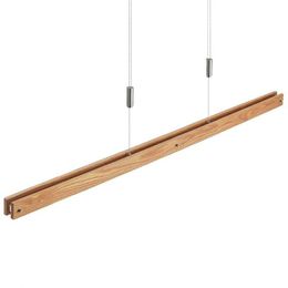LINDBY - Alimara LED-Holz-Hängeleuchte, 138 cm - nickel matt, holz hell