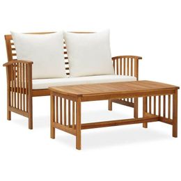 HOMMOO 2-tlg. Garten-Lounge-Set mit Kissen Massivholz Akazie YQvidaXL310263DE