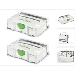 FESTOOL 2 x Systainer T-LOC SYS 1 TL Werkzeug Koffer lichtgrau koppelbar ( 497563 )