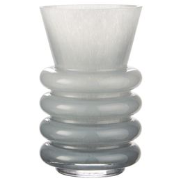 IB Laursen Vase mit Ringen Vicenza durchgefärbtes Glas, Höhe 21, Ø 13 cm, hellblau