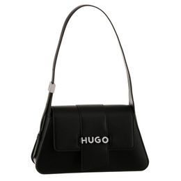 Hugo Schultertasche Mel Flap Sh. Bag L., mit goldfarbenen Details, Damen Tasche, schwarz