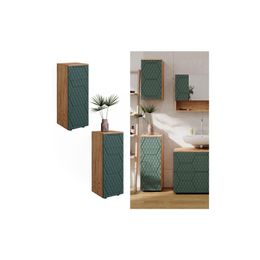 VICCO Midischrank Irma Eiche Grün 30 x 81 cm 1 Schublade 2 Fächer Badezimmer