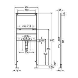 Viega Waschtisch-Element Prevista Dry 8539 Objektvariante in 1120 mm 776541