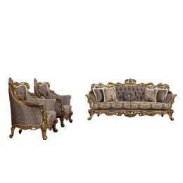 JVmoebel Wohnzimmer-Set, Sofagarnitur 3+1+1 Sitzer Luxus Garnitur Set Sofa Sessel Stoff Barock