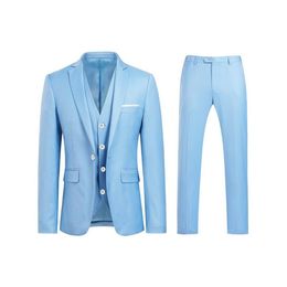 Allthemen Anzug (3 tlg, Sakko & Weste & Hose) Herren modischer Anzug Slim Fit