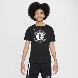 Brooklyn Nets Essential Nike NBA-Logo-T-Shirt für ältere Kinder (Jungen) - Schwarz