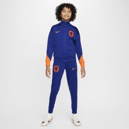 Netherlands Strike Nike Dri-FIT Fußball-Trainingsanzug aus Strickmaterial für ältere Kinder - Blau