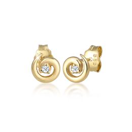 Paar Ohrstecker Elli DIAMONDS "Stecker Spirale Diamanten (0.03 ct) 585er Gelbgold" Ohrringe Gr. OneSize, 0.006 carat ct P1 = bei 10-facher Vergrößerung erkennbare Einschlüsse mit Diamanten, Gelbgold 585, goldfarben (gold, weiß) Damen Ohrstecker