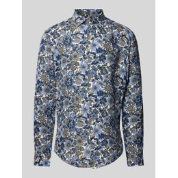 Seidensticker Slim Fit Business-Hemd aus Leinen mit floralem Muster