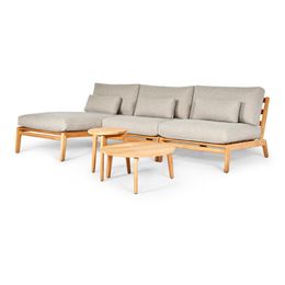 SUNS TERMOLI Lounge-Set 4-teilig Teak inkl. Kissen Taupe gravel