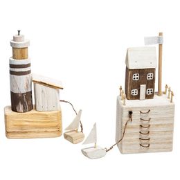 Gärtner Pötschke Treibholz-Leuchtturm und Haus, 2er-Set