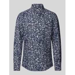 Seidensticker Slim Fit Business-Hemd aus Leinen mit Allover-Muster
