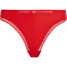 Tommy Hilfiger Tonal Logo Lace Slip, Logo-Bund, Spitze, für Damen, rot, XS