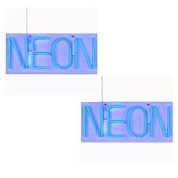 Neonlicht Wandlampe Dekoleuchte Wandschild Partylicht im Schriftzug Neon, Kunststoff weiß, 1x LED, BxH 45x20 cm, Wohnzimmer, 2er Set