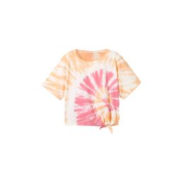 Tom Tailor Mädchen Batik T-Shirt mit Bio-Baumwolle, orange, Batikmuster / Tie-Dye Effekt, Gr. 140