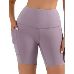 ZWY 2-in-1-Shorts Gym Shorts Damen Workout Shorts Waist Hohe Taille Kurz Sporthose (1-tlg) Butt Lift Stretch Yoga Leggings mit Seitentaschen