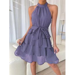 AFAZ New Trading UG Sommerkleid Ärmelloses einfarbiges Damenkleid mit kurzem Rock und Neckholder