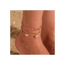 AUKUU Fußkette Schlichte Schlichte und süße rosa Klauenkette mit Kupfer