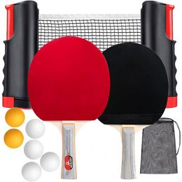 Avisto Tischtennisschläger Tischtennisschläger Set mit ausziehbarem mobilen Tischtennisnetz (Ping Pong Netz einstellbar auf jeden Tisch